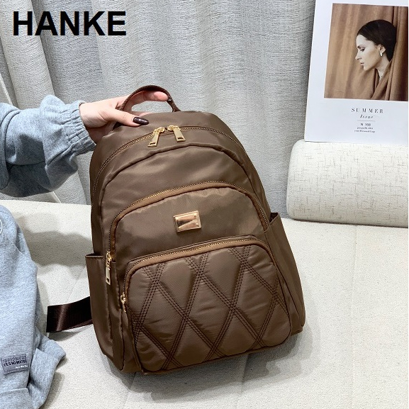 HANKE Women's Nylon Backpack Waterproof Travel School Big Capacity Bag ...