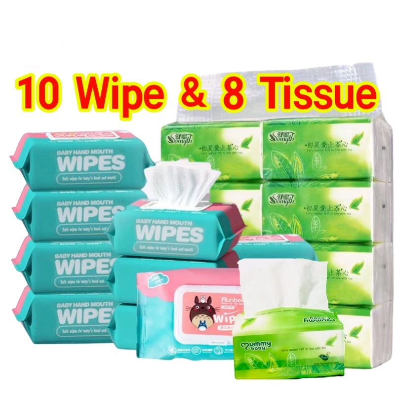 18PCS Combo Unscented 10 packs Wipes 80 sheets Baby Wipes and 8pcs ...