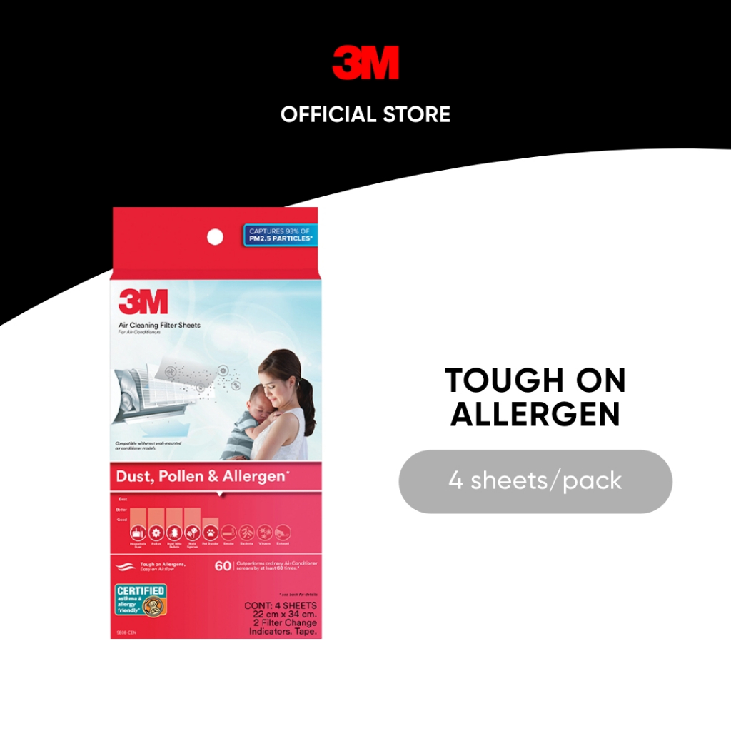 3M™ Air Cleaning Filter Dust Pollen & Allergen 22cm x 34cm 4 pcs/pack, 22 x 34cm | Shopee ...