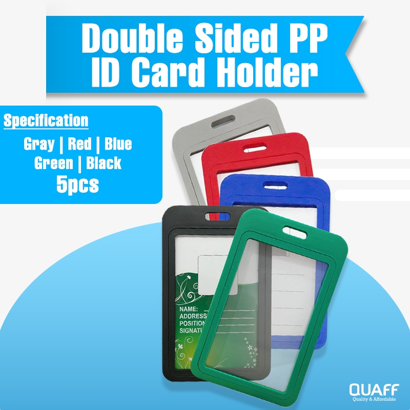 QUAFF Double Sided ID Card Holder C-104V (5 pcs) Vertical ID Holder ...