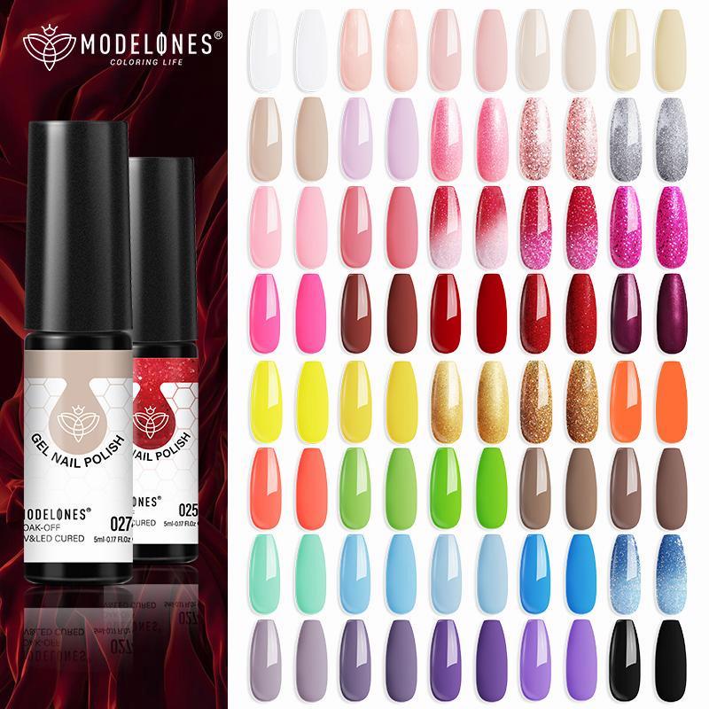 Modelones Gel Nail Polish 40 Colors 5ml Glitter UV Gel Nail Jelly Color ...