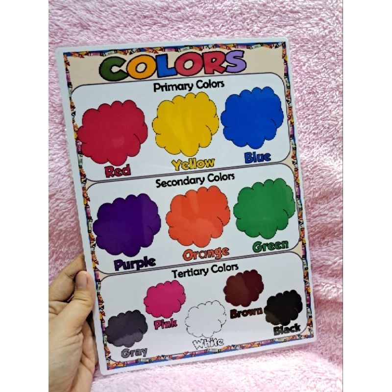 Color Chart A4 bond paper size Laminated for kids Educational Charts ...