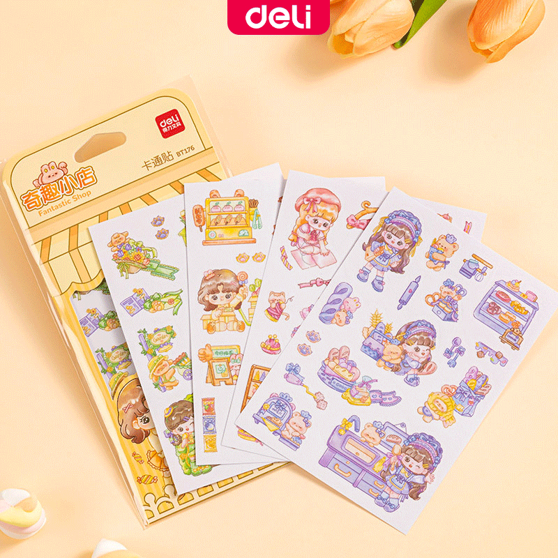 Deli BT173 Children's Notebook Cartoon Sticker Handbook DIY Stickers ...