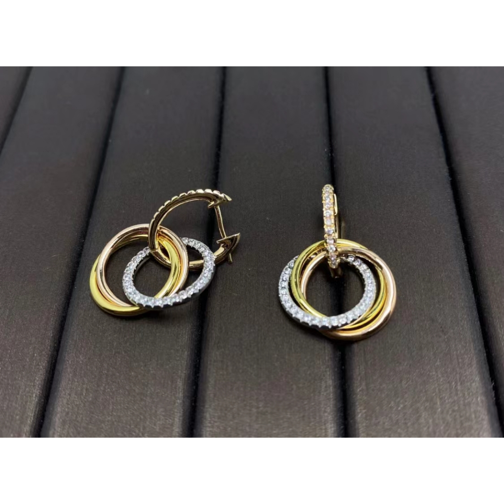 (100% Authentic) 18K Saudi Gold C-a * r Classic earrings with rose gold ...