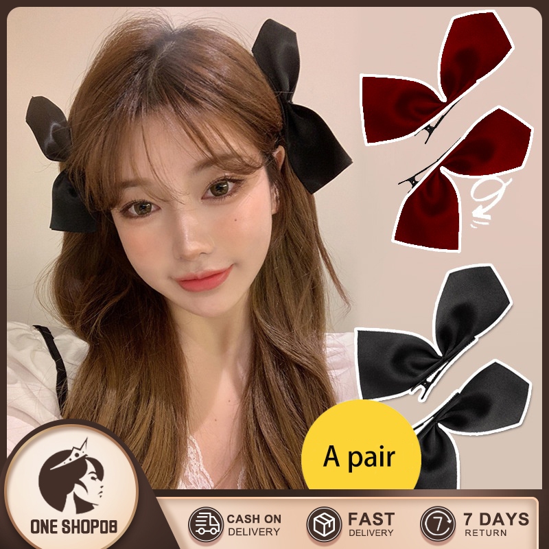 （1Pairs）Korean Star Zhixiu Duckbill Clip Korean Satin Headdress Temperament Hair Accessories Set ...