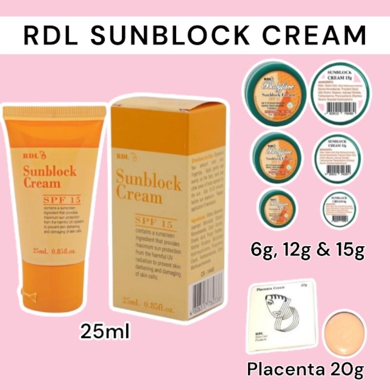 RDL Sunblock Cream SPF 15 (6g,12g,15g, 25ml) | Shopee Philippines