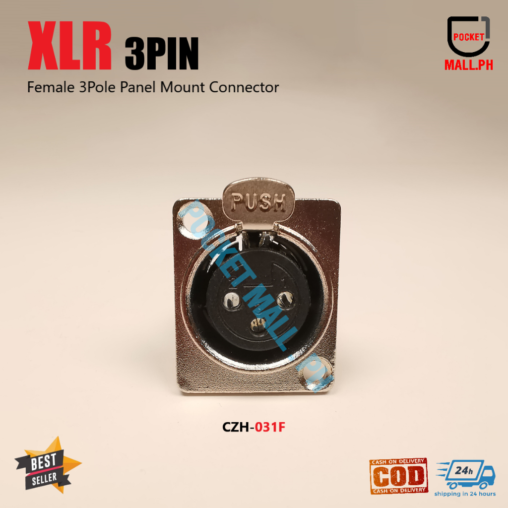 XLR 3 Pin Metal Housing Male/Female Jack 3-Pole Panel Mount Chassis ...