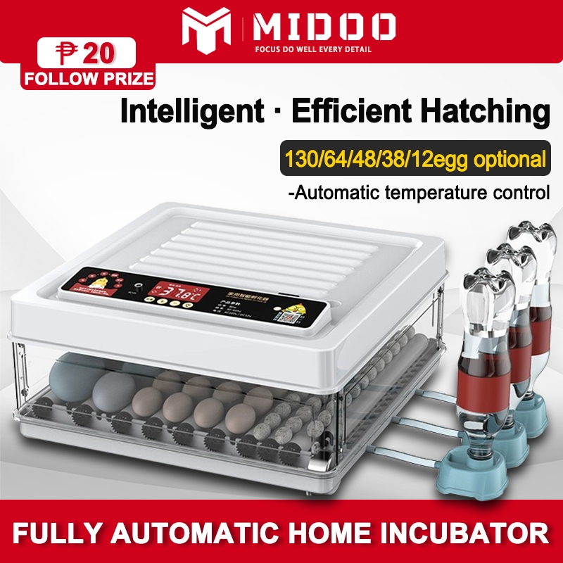 MIDOO 130/64/48 Eggs Incubator 220V/12V Dual Power Digital Automatic ...