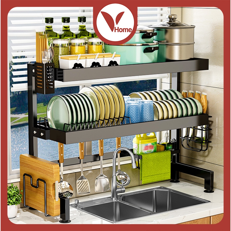 Vhome 1/2 Layers Dish Rack Over Sink Dish Drying Rack Dish Drainer ...