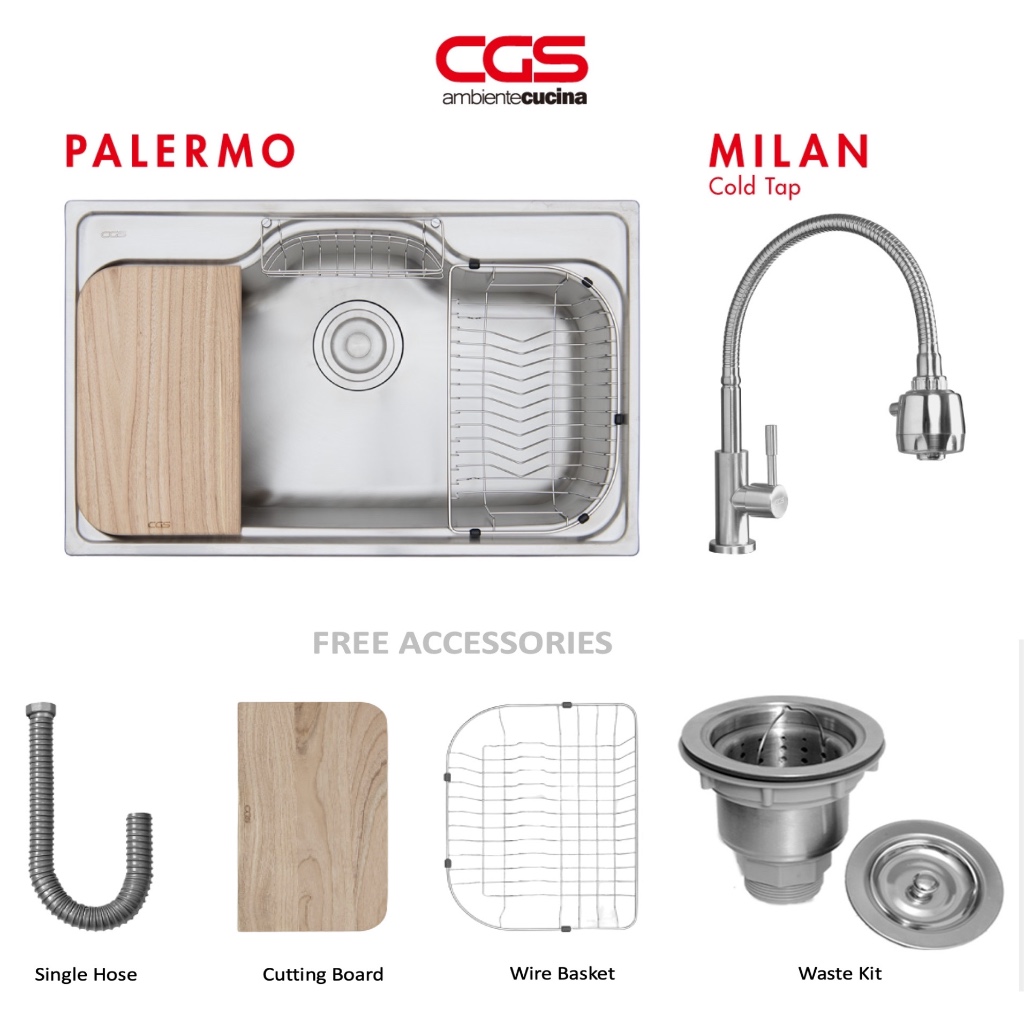 CGS Palermo Kitchen Sink (Lababo) + CGS Milan Cold Taps (Gripo ...