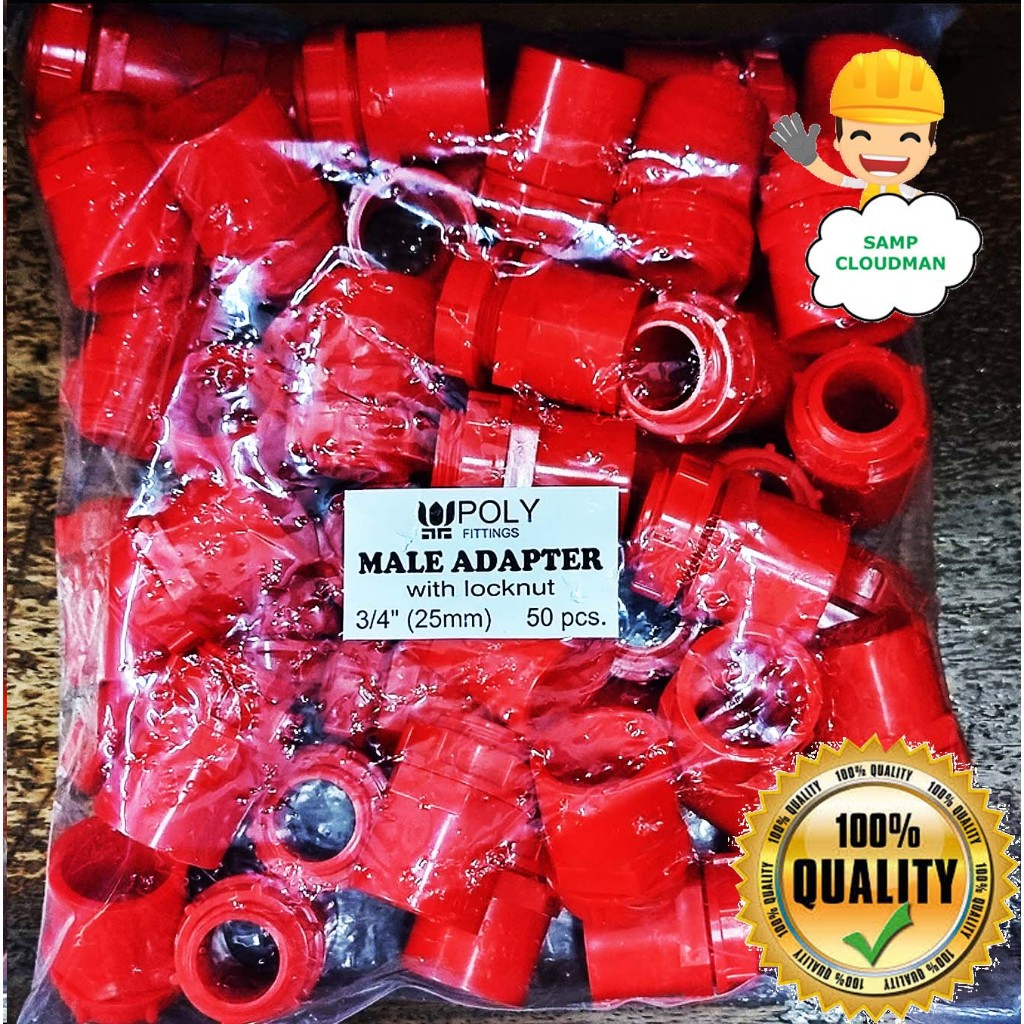 Wholesale Poly Male Adapters with Locknut per Bag 1/2" 3/4" 1" Orange ...