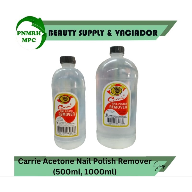 Carrie Nail Polish Remover Acetone 1000ml & 500ml | Shopee Philippines