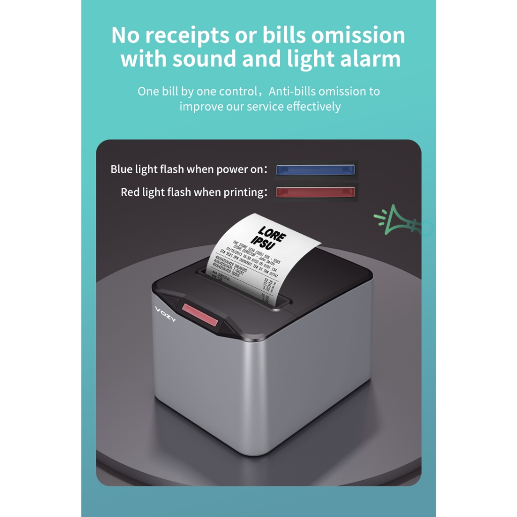 VOZY G80 80mm Receipt Printer Bluetooth + USB Thermal POS Printer Auto ...