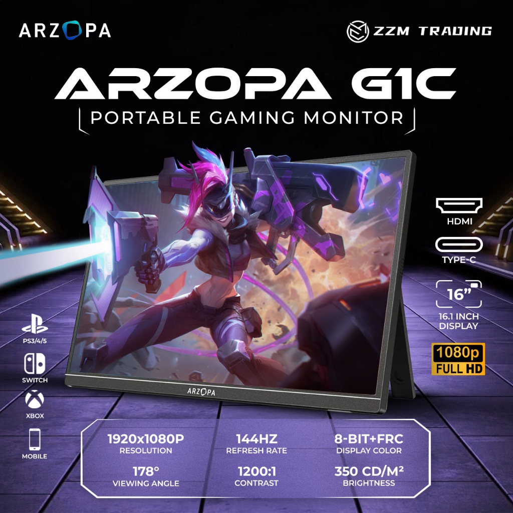 ARZOPA 16.1-inch 144HZ 8-bit HD Color secondary screen high color gamut ...