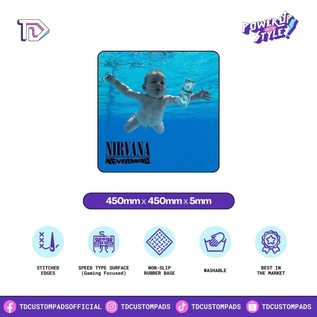 Nevermind - Nirvana 450x450x5mm Thick x Speed Type Variant Mousepad ...
