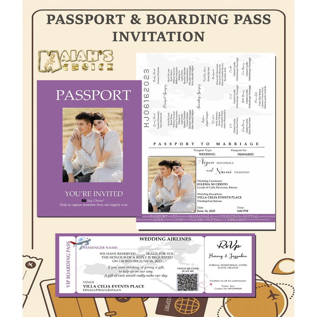 MC MATTE PASSPORT | PASSBOOK | BOOKLET AND BOARDING PASS INVITATION ...