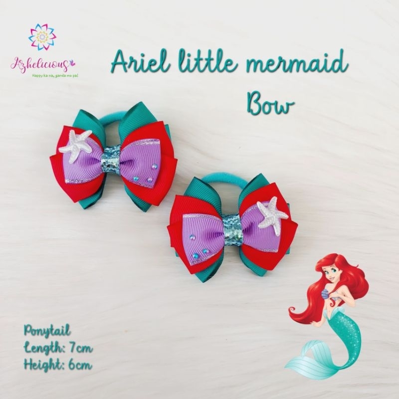 Ariel little Mermaid bow ponytail girls hair accessories | Shopee ...
