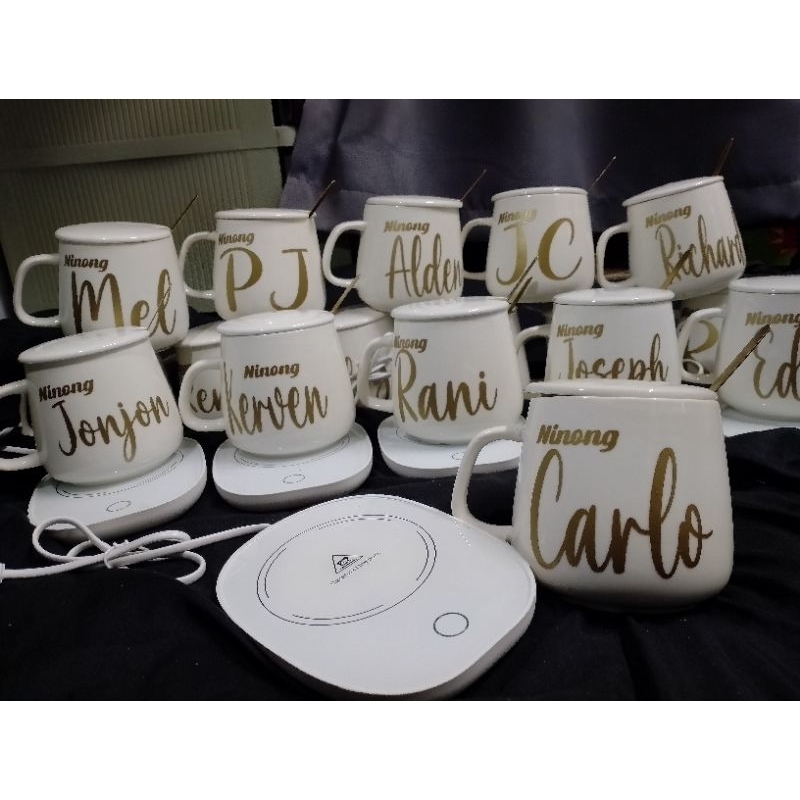 ceramic mug with warmer(personalized) | Shopee Philippines