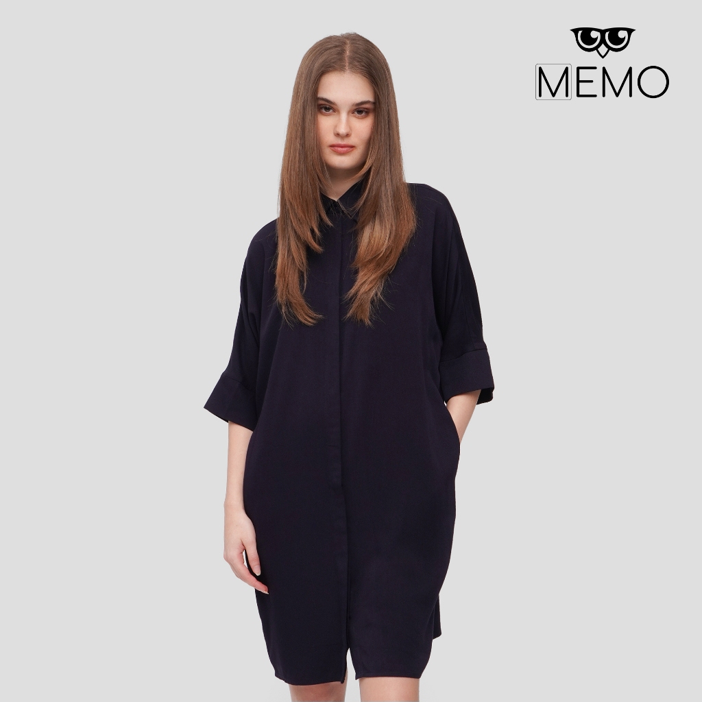 Memo Shift Dress For Women (Midnight Navy/Rust) | Shopee Philippines