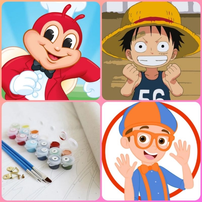 DIY Paint by numbers kit for kids with frame | Luffy | Jollibee | Ryan ...
