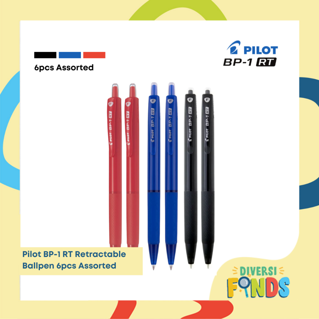6PCS Pilot BP-1 RT Retractable Ballpen BP1 Pen - Black, Blue, Red | Shopee Philippines