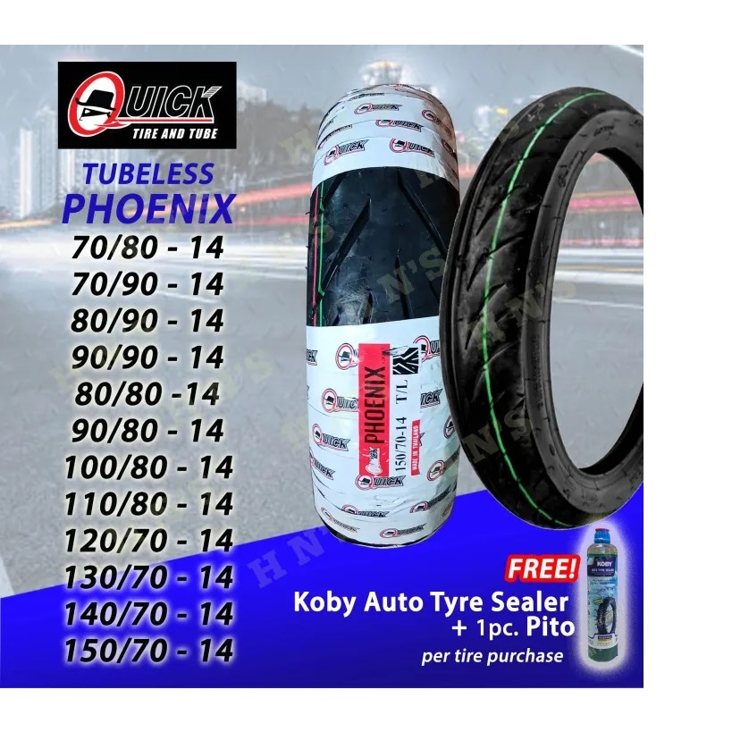 QUICK Tire RIM 14 Phoenix Tubeless Tires With FREE Sealant and Pito ...