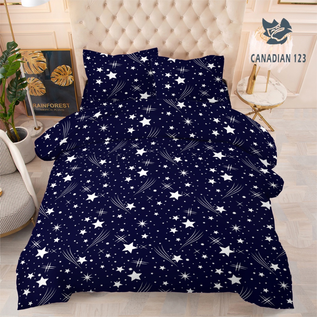 Deep Blue Starry Sky Canadian Cotton 3 IN 1 BEDSHEET Full Garterized ...