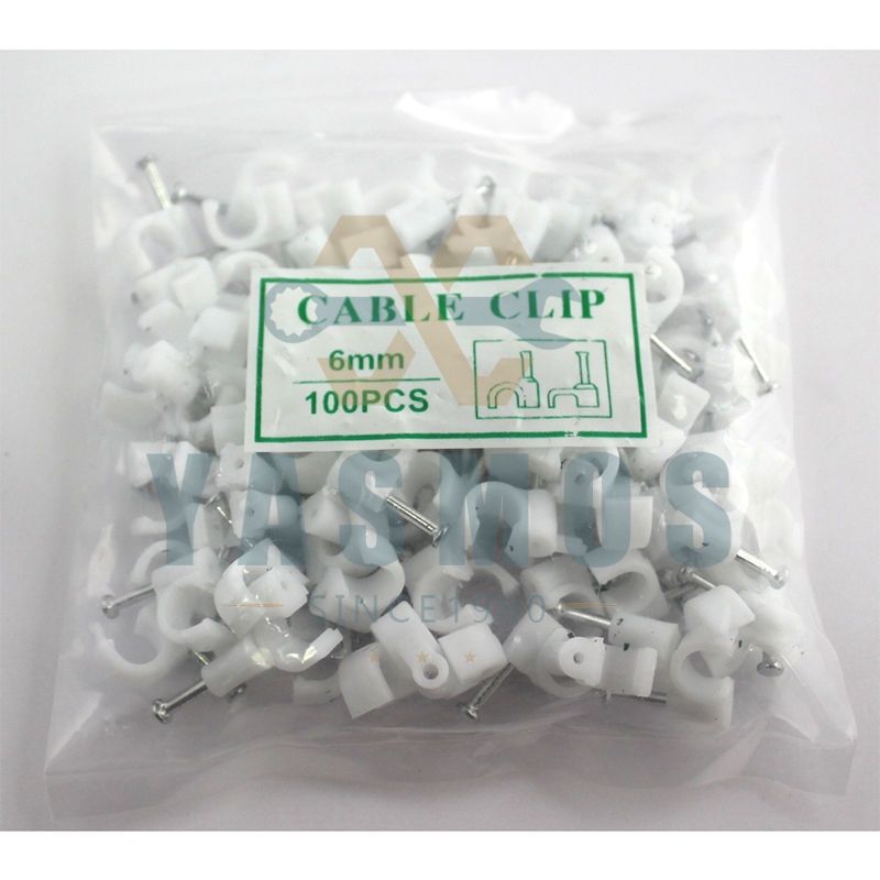 100PCS PVC Cable Clip Round And Flat 5mm-14mm Telephone Wires Nail Clips 100pcs/Per Pack ...