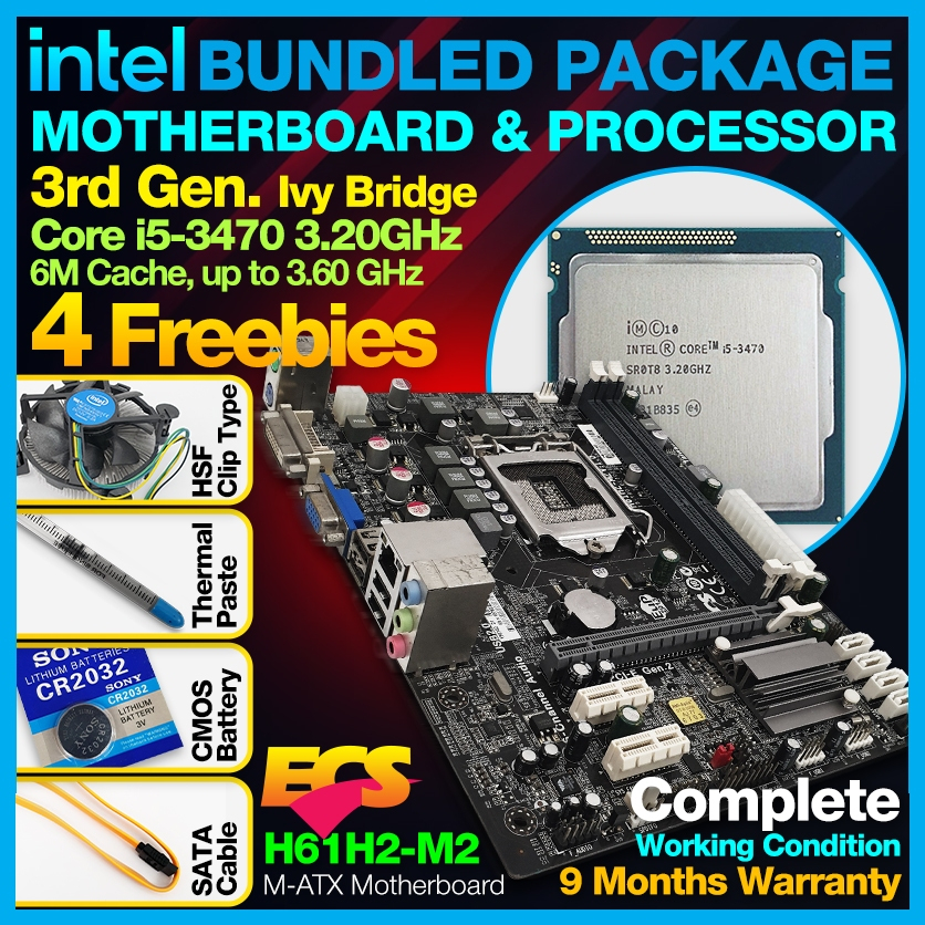 2nd, 3rd Gen. Intel Processor & Motherboard Bundle Package with 4 Free ...