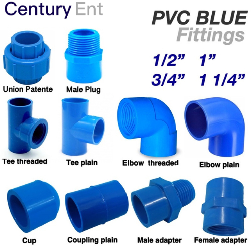 PVC Blue Fittings | 1/2 3/4 1” 1 1/4 | Elbow Tee Coupling Male Adapter ...