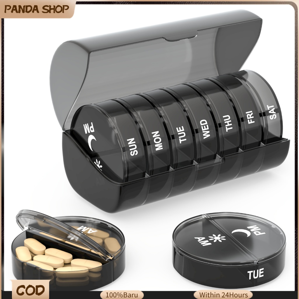 7 Days Mini Pill Box AM/PM Detachable Medicine Box Portable Travel Pill ...