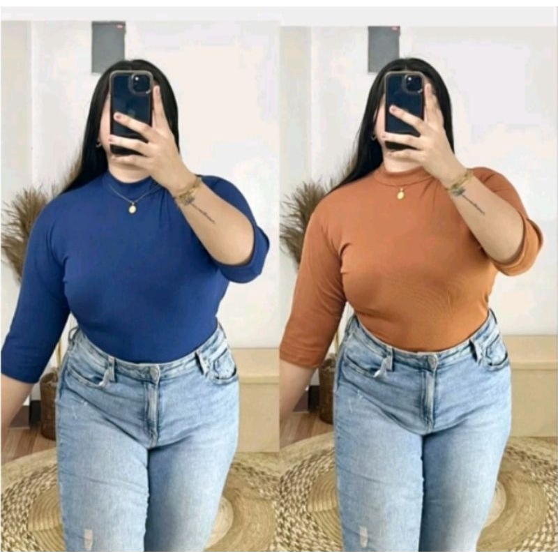5M Curvy Wardrobe -PLUS SIZE TURTLE NECK 3/4 FULL LENTH BLOUSE | BEST ...