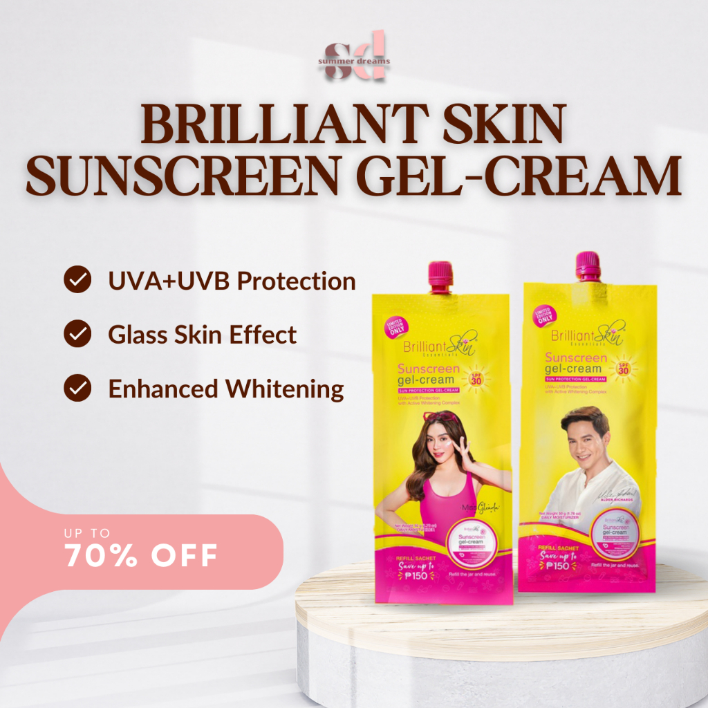 BRILLIANT SKIN ESSENTIALS Sunscreen Gel Cream Sun Protection SPF 30 50g ...