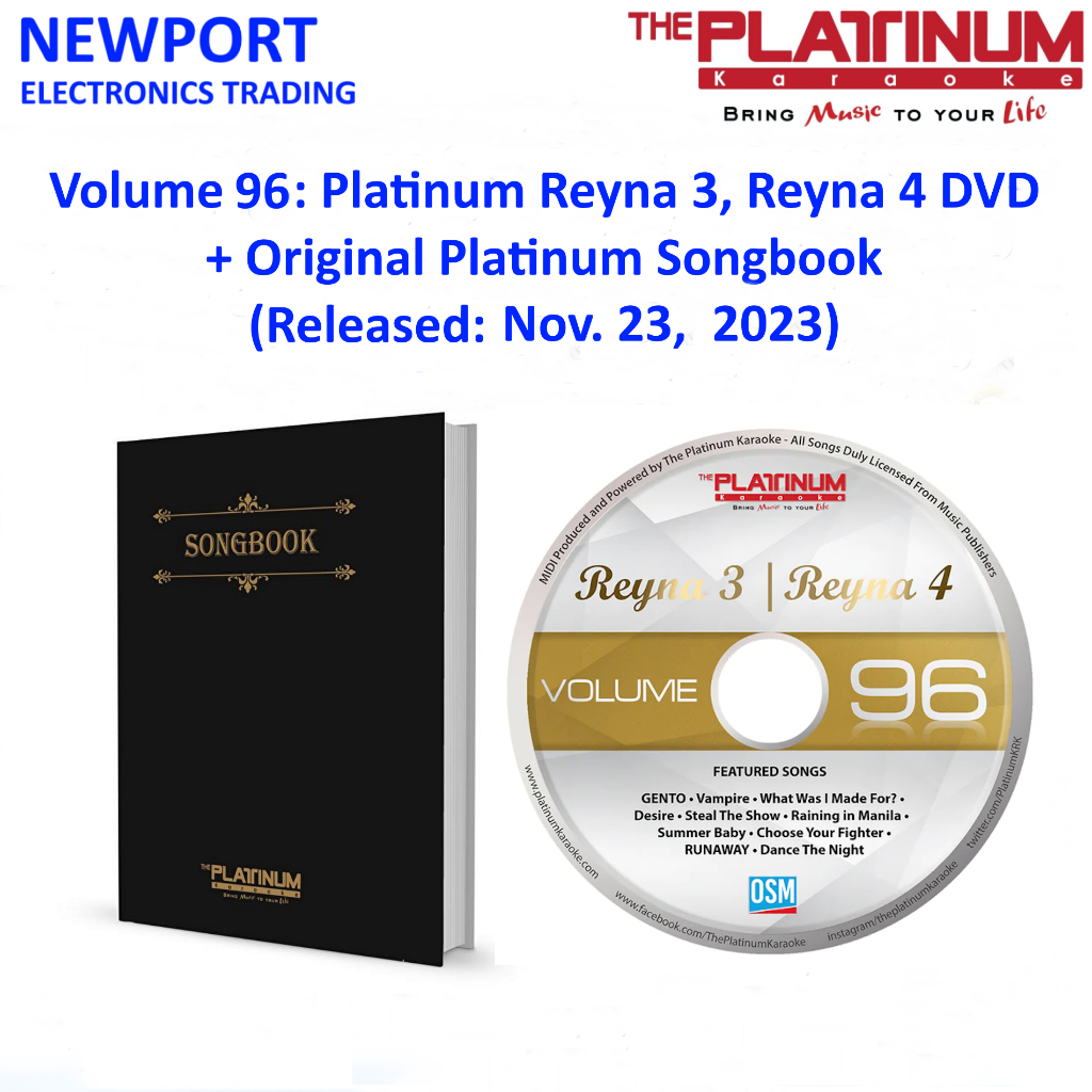 Volume 96: Platinum Reyna 3 Reyna 4 Karaoke DVD and Platinum Songbook ...