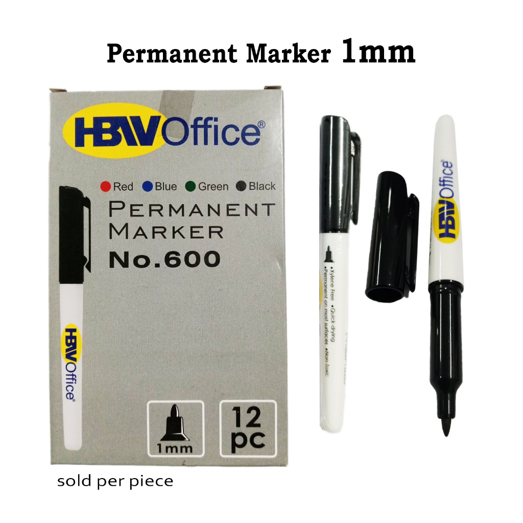 HBW Office Permanent Marker No.600 Black ink 1mm (1piece) | Shopee ...