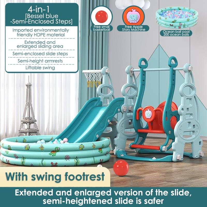 4 In 1 Swing and Slide for Kids Play Swing Sets Playpen Slide for Kid ...