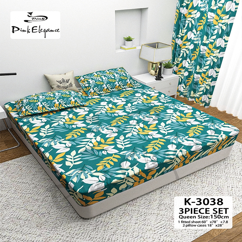 3 in 1 Bed sheet Cotton Full Garterized Fitted Bedsheet with 2 pcs ...