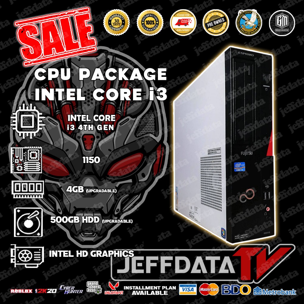 CPU Desktop Package fujitsu slim intel i3 4thgen 4gb 500gb hdd onboard ...