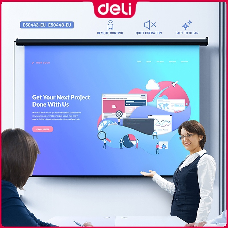 Deli 4K Projector Screen 100/120' HD Vivid Color for Office Meeting ...