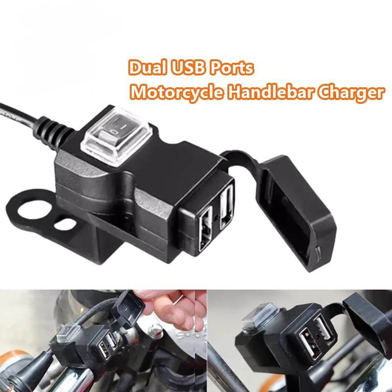 Motorcycle Dual USB Mobile Phone Charger Handlebar Charger Waterproof 2 ...