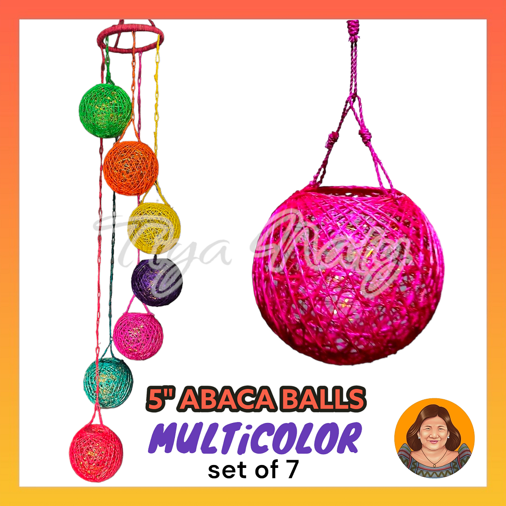 TIYA NATY Hanging Native Globe Abaca Rattan Balls String Christmas ...