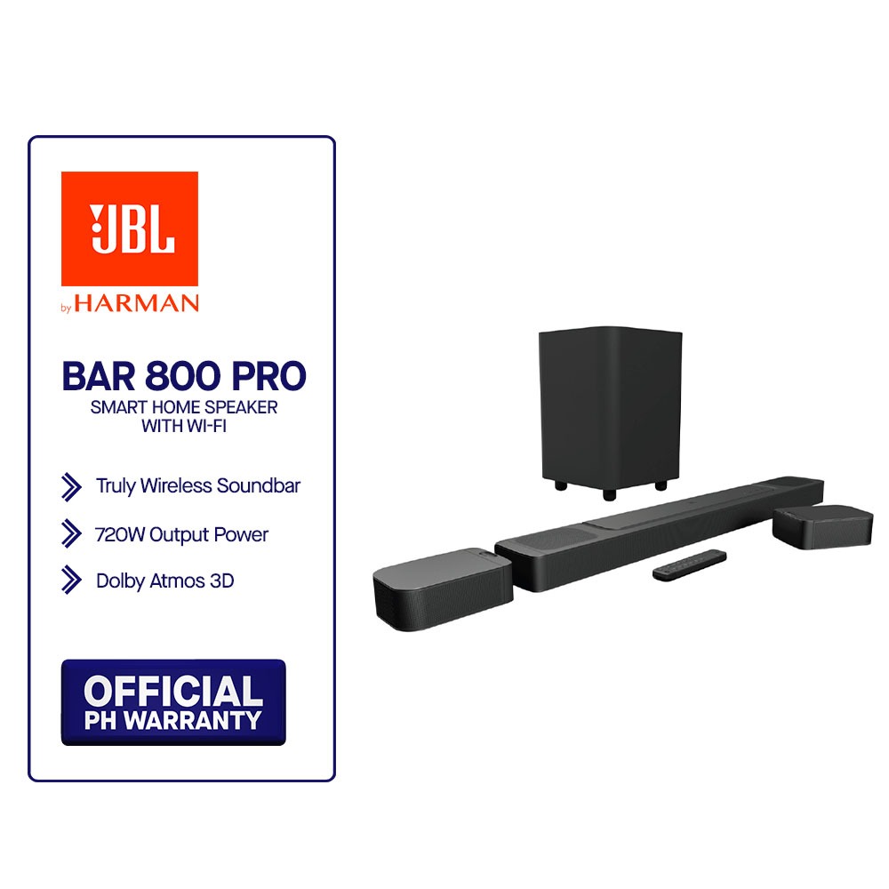 JBL Bar 800 Pro 7.1 Channel Truly Wireless Soundbar with True Dolby ...