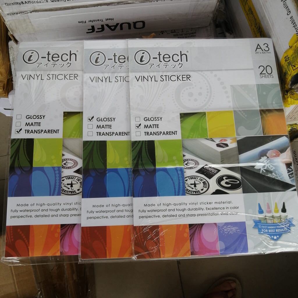itech Vinyl Sticker Waterproof A3 (Matte / Glossy / Transparent) 20sheets/pack | Shopee Philippines