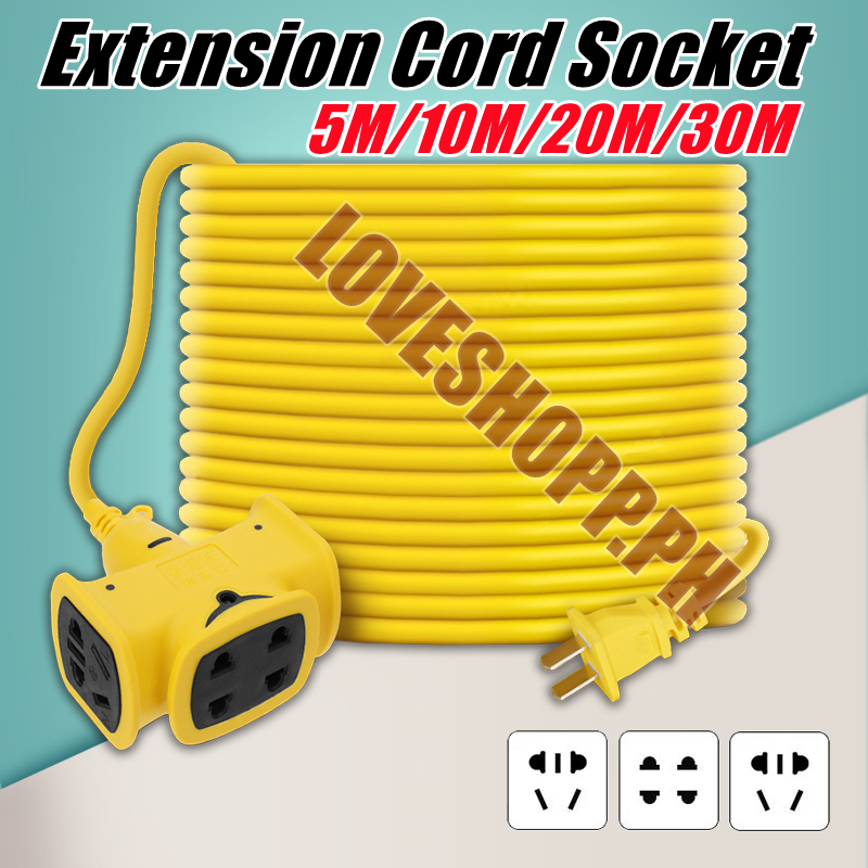 5/10/20/30M Extension Cord Extra long Plug-in Power Strip Electric ...