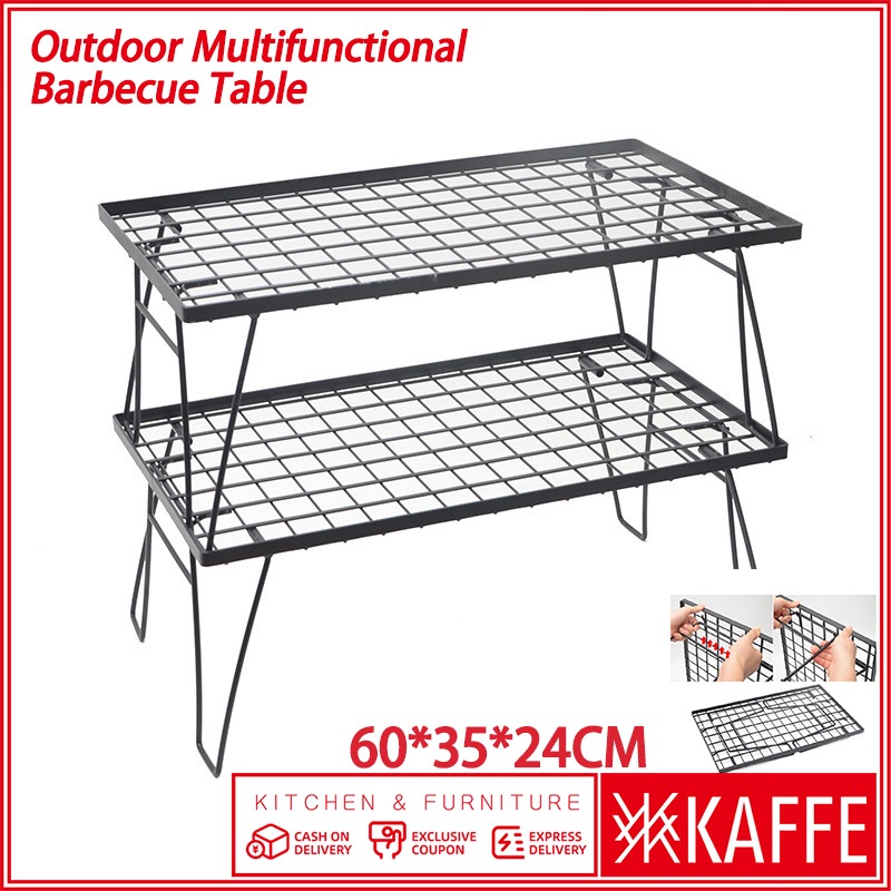 Portable Camping Folding Table Combination Iron Mesh Table Picnic Table ...