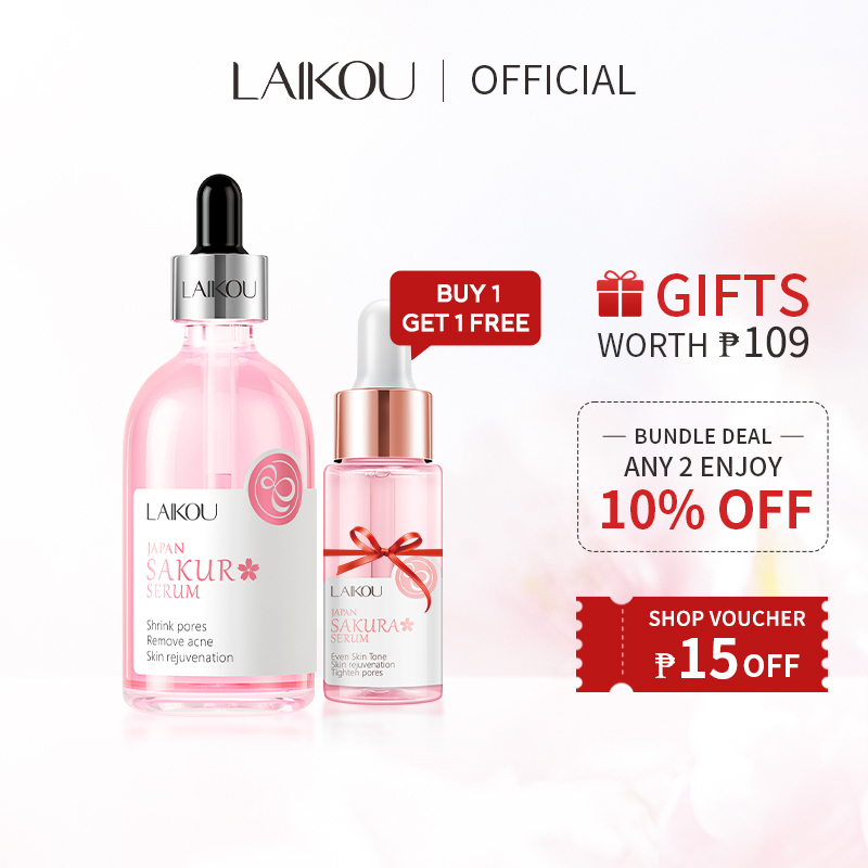 Buy 1 Get 1 Free LAIKOU Glowing Sakura Serum Whitening Anti-aging ...