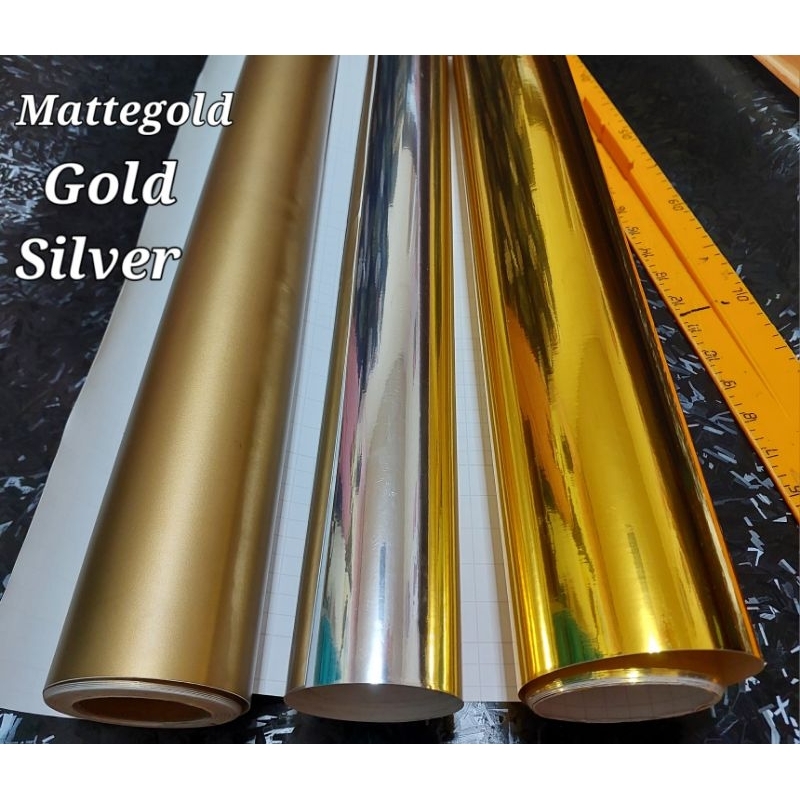 Glossy Chrome Mirror Gold/Silver/Matte Backtoback color Vinyl Wrap roll ...