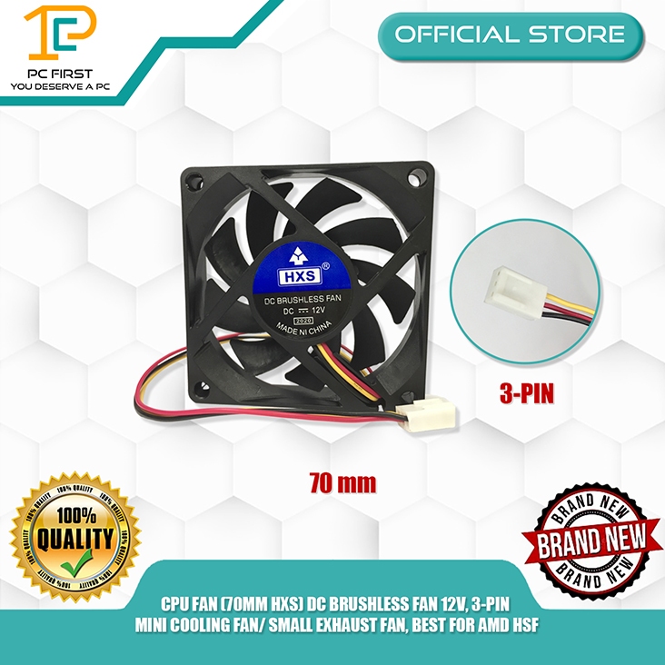 CPU FAN (70MM HXS) DC BRUSHLESS FAN 12V, 3-PIN MINI COOLING FAN/ SMALL ...