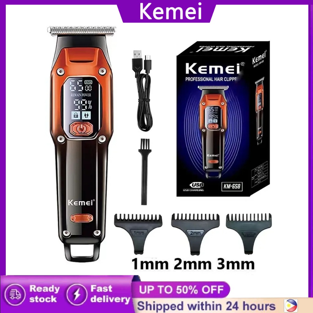 Kemei Razor Professional Hair Cut Cordless Rechargeable Clipper LCD ...