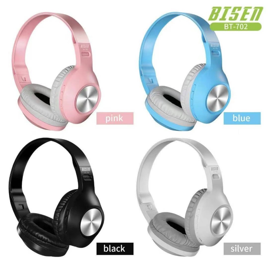 BISEN BT702 Wireless 5.0 Bluetooth On Ear Earphones with Mic Headphone ...